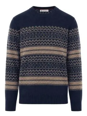 Brunello Cucinelli BRUNELLO CUCINELLI Nordic Jacquard Sweater Blue
