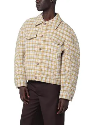 Séfr Matthieu Checked Wool Cloth Jacket - Cream