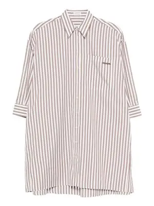 Brunello Cucinelli Striped Cotton And Silk Shirt - Multicolor