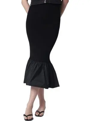 PATOU Faille Ruffle Hem Skirt - Black