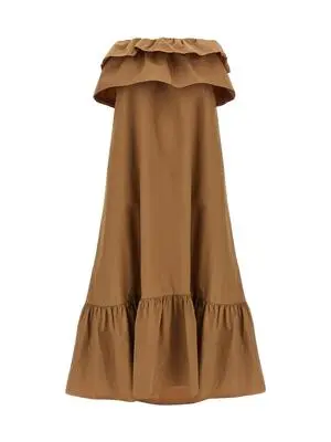 Saint Laurent Cotton Saia Midi Dress - Brown