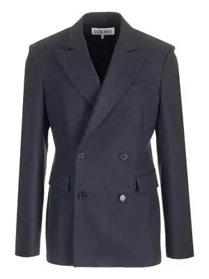 Loewe Medium-weight Wool Flannel Double-breasted Jacket - Blue
