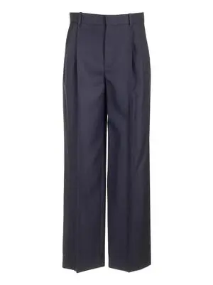 Loewe Mid-rise Pleated Straight Leg Trousers - Blue