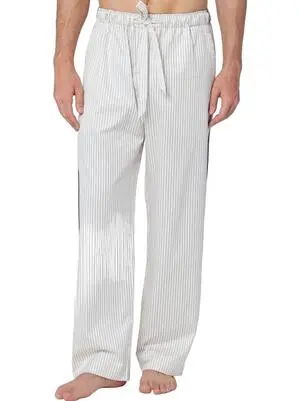 TEKLA Brown And White Striped Pyjama Trousers - Black