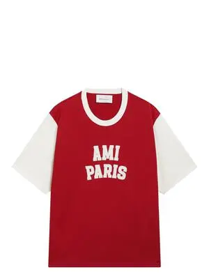 AMI Paris Ruby T-shirt With Logo Embroidery - Red