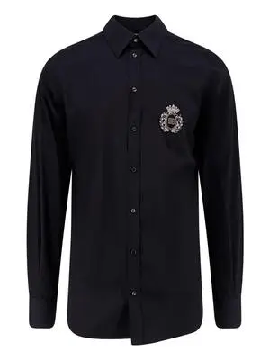 Dolce & Gabbana Cotton Shirt With Iconic Logo On The Front - Multicolor