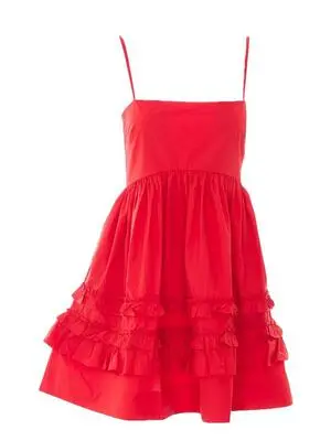 GANNI Mini Frill Dress - Red