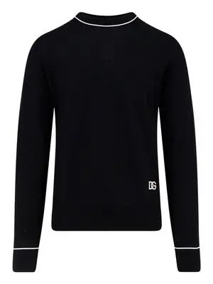 Dolce & Gabbana Virgin Wool Sweater With Embroidered Dg Logo - Multicolor