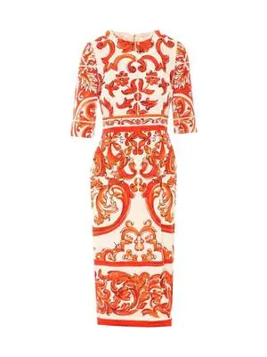 Dolce & Gabbana Maiolica Print Dress - Orange
