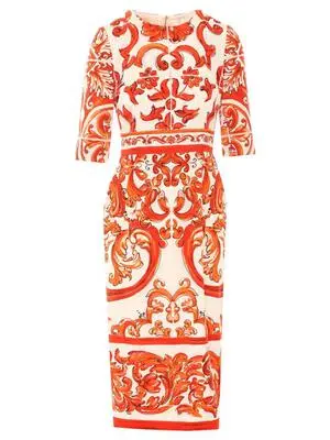 Dolce & Gabbana Maiolica Print Dress - Orange