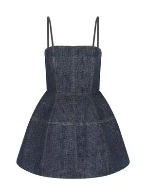 Fendi Structured Bustier Balloon Skirt Cocktail Dress - Blue