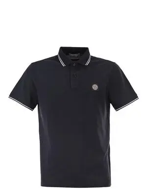 Stone Island Slim Fit Short Sleeve Polo Shirt With Compass Patch - Blue