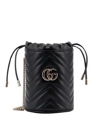 Gucci Gg Marmont Matelasse Leather Bucket Bag - Black
