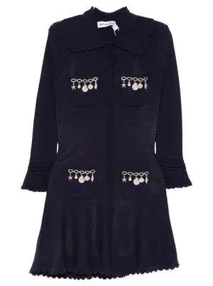 SELF-PORTRAIT Charm Detail Pointelle Knit Mini Dress - Multicolor