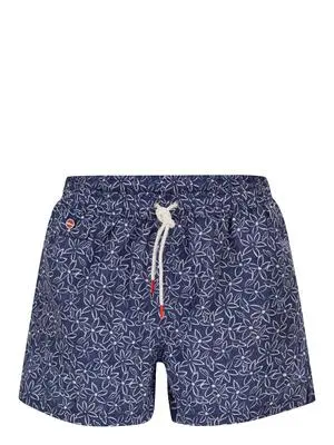 Kiton Short Patterned Swim Boxers - Blue