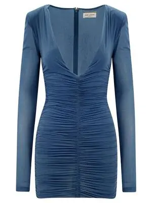 Saint Laurent SAINT LAURENT Draped Fabric Dress Multicolor