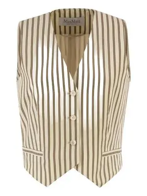 Max Mara Striped Cotton And Silk Waistcoat - Cream