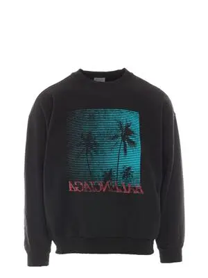 Balenciaga Palm Tree Print Logo Sweatshirt - Black