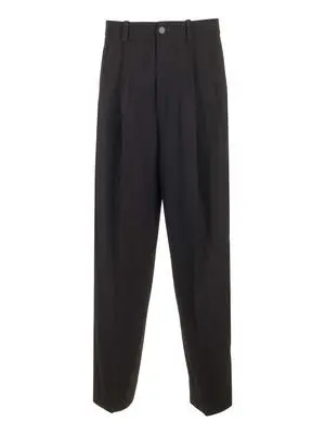 Off-White Virgin Wool Trousers - Black