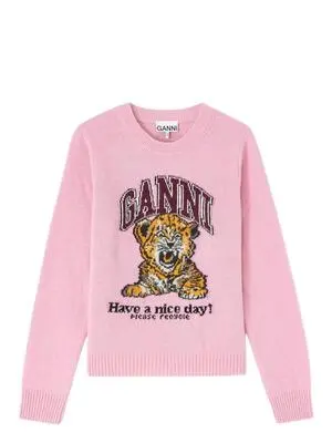 GANNI Graphic Knit Jumper - Pink