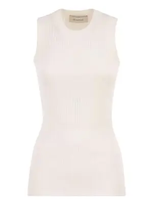 Sportmax SPORTMAX Cotton Ribbed Knit Vest White
