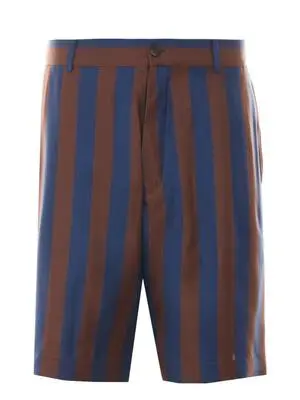 Fendi Fendi Men Pequin Stripes Silk Bermuda Blue