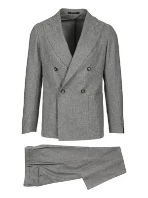 Tagliatore Tagliatore Men Super 100S Wool Double Breasted Suit Gray