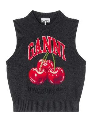 GANNI Grey Tops Vests & Tank Tops - Gray