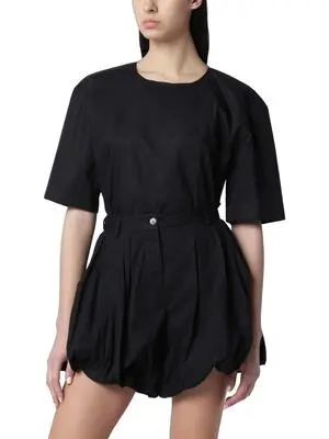 THELATEST Thelatest Short-Sleeve Black Cotton Top Women Black