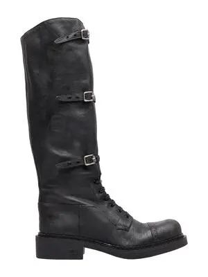 Miu Miu High Leather Boots - Black