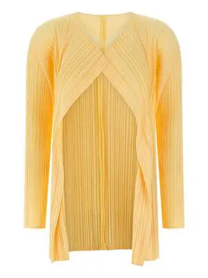 Issey Miyake Mellow Pleats' Cardigan - Yellow