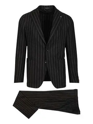 Tagliatore Montecarlo Pinstriped Suit - Black