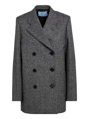 Prada Double-breasted Jacket In Prince Of Wales - Black
