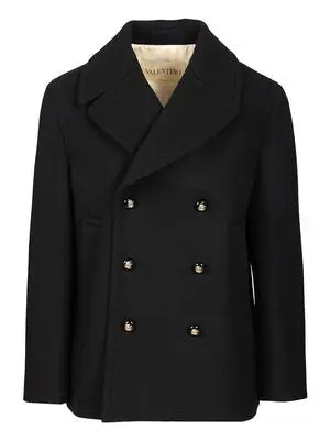 Valentino Garavani Wool Pea Coat - Blue