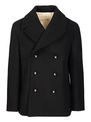 Valentino Garavani Wool Pea Coat - Blue