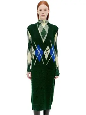 Burberry Argyle Wool Vest Dress - Green