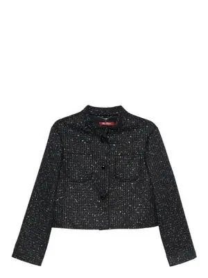 Max Mara Sequin Embellished Cropped Jacket - Blue