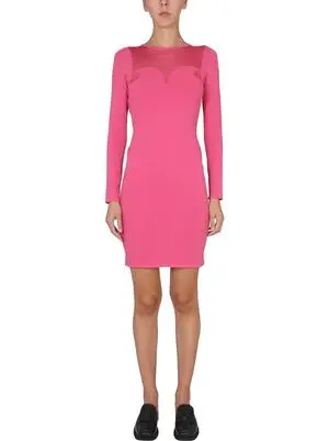 Moschino Slim Fit Dress With Gyro Necklace Detail - Pink