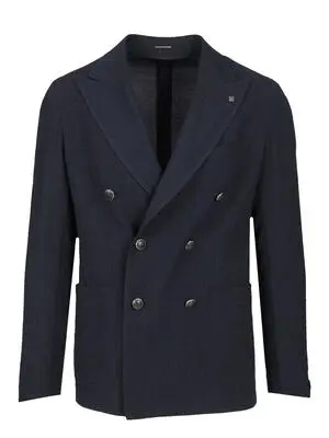 Tagliatore Wool Blend Crepe Blazer - Blue