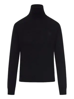 Gucci Wool Turtleneck With Embroidery - Black