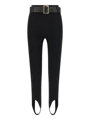 SELF-PORTRAIT Stretch Jersey Leggings With Belt - Black