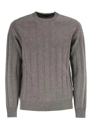 Peserico Wool And Cashmere Ribbed Jumper - Gray
