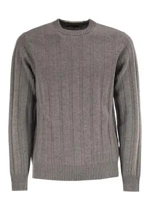 Peserico Wool And Cashmere Ribbed Jumper - Gray