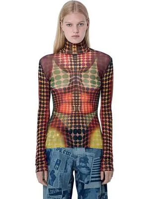 JEAN PAUL GAULTIER JEAN PAUL GAULTIER Re-Edition The Dots Mesh Top Brown