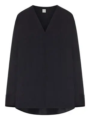 TOTÊME TOTEME V-Neck Cotton Poplin Blouse