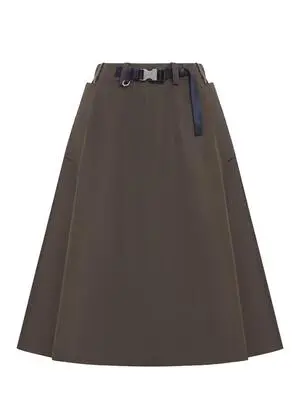 Prada Wide Skirt In Technical Canvas - Green