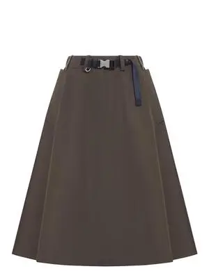 Prada Wide Skirt In Technical Canvas - Green