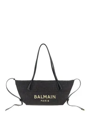 Balmain Track Small Raffia Tote Bag - Multicolor