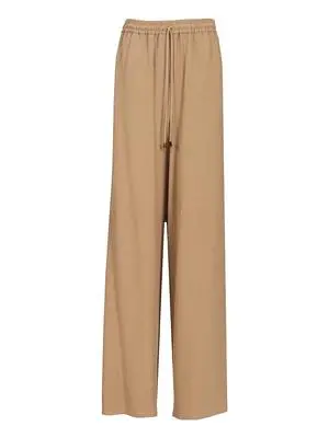 Max Mara Genero Wide-leg Washed Silk Trousers - Brown