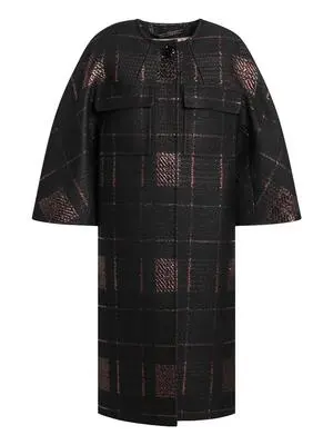 Max Mara Jacquard Lamé Cocoon Coat - Gray